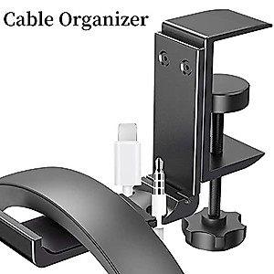 tempsnug Aluminum Headphone Stand Hanger Foldable with Cable Organizer Headset Holder, Non-Slip Desk Hook Space Save Universal Headphone Mount