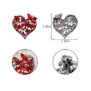 Alilang Womens Floral Silvery Tone Crystal Rhinestone Insect Butterfly Love Flower Heart Brooch Pin