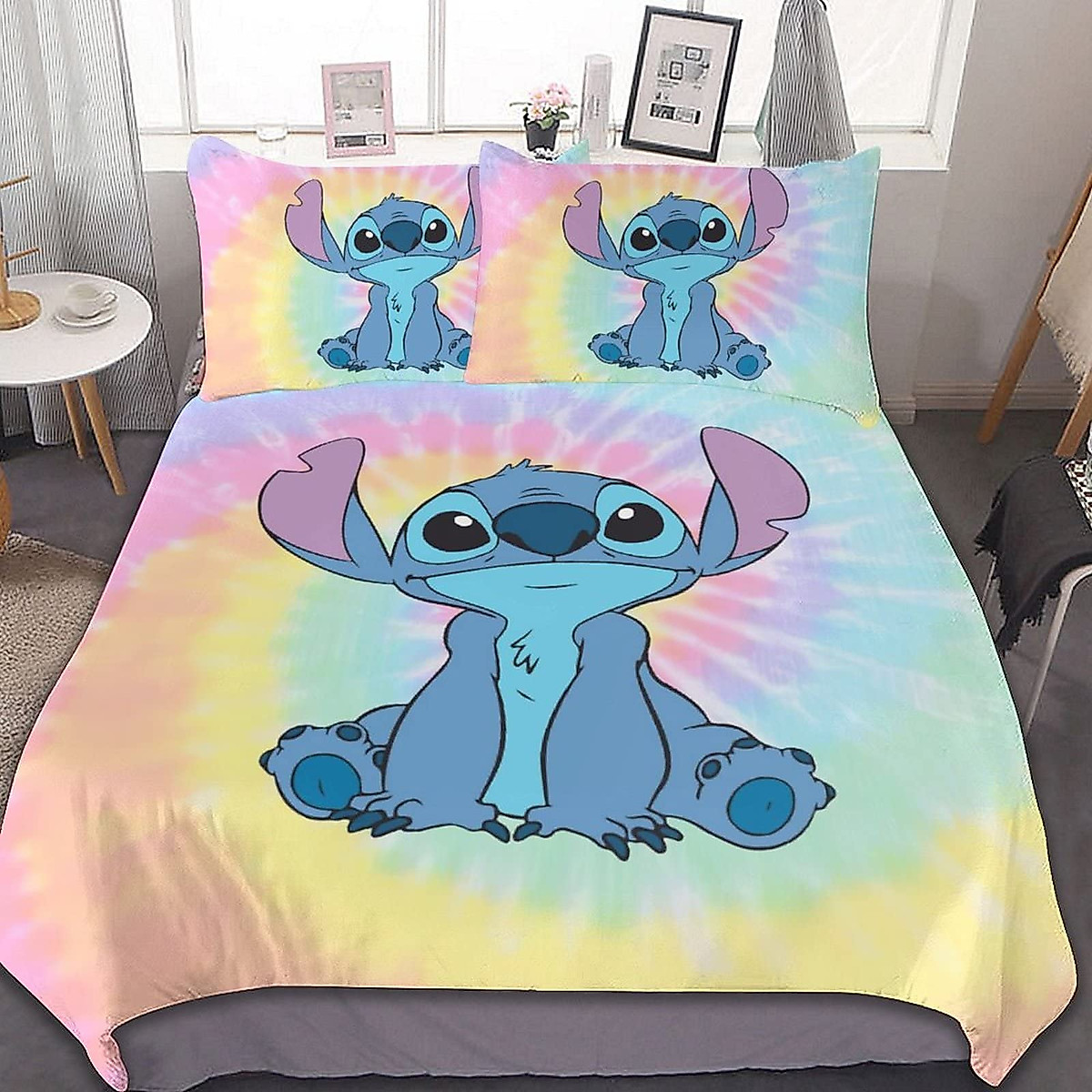 Dxoizyu Anime Bedding Sets Cute Cartoon Printed Duvet Cover Soft Bedroom Bed Decor Gifts for Boys Girls Teens Kids Children 3 Piece with 1 Duvet Cover and 2 Pillowcase Twin Size, BED-ST-3