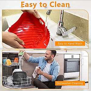 2 Pack Air Fryer Silicone Liners, 8 Inch Square Air Fryer Liners for 4 to 7 QT, Reusable Silicone Air Fryer Liners, Air Fryer Accessories, AirFryer Liners Silicone (Black & Red)