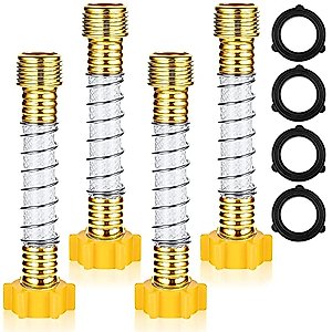 Garden Flexible Hose Protector-4 Pack Hose Extension Adapter Solid Hose Kink Protector With Coil Spring Garden Hose, Adapter Universal Kink-Free Hose Saver With Spring