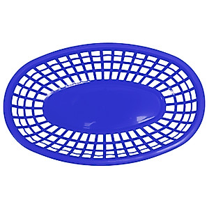 Set of 12 Blue Oval Fast Food / Deli Baskets, 9.25 by 5.67-Inch, Blue (12)