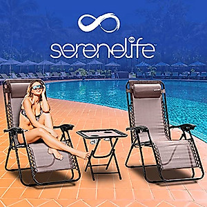 SereneLife Zero Gravity Lounge Chair, One Size, Brown