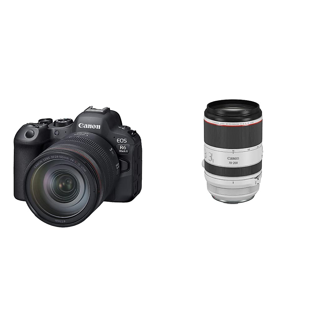 Canon EOS R6 Mark II RF24-105mm F4 L is USM KIT with RF 70-200mm F2.8 L is USM Lens, Telephoto Zoom Lens, 3792C002