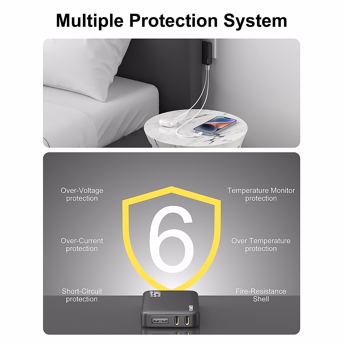 POANES 65W GaN USB C Charger, 3 Port Flat USB Wall Charger with USB C and USB A, Ultra-Slim GaN Charger PD3.0&PPS, Foldable Plug for Travel for MacBook, Laptops, Tablets, iPhone 15, Samsung