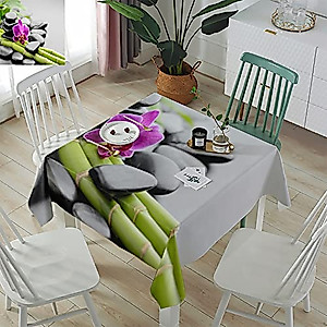ZOE GARDEN Square Tablecloth Waterproof & Stainproof Tablecloths, Zen Basalt Stone Orchid Flower and Washable Polyester Table Cloth Wrinkle-Free Fabric Table Cover for Dining/Party/Wedding