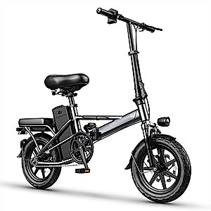 ECMRAD Teens Solo Cycling Electric Bicycle 21MPH Electric Commuter City Bicycles Folding Electric Bike with 500W Motor 14 inch Portable Small Ebike for Adults 48V 18AH Removable Battery