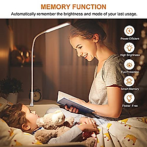 LED Desk Lamp, YOTUTUN Swing Arm Table Lamp with Clamp, Flexible Gooseneck Task Lamp, Eye-Caring Architect Desk Light, 3 Modes 10 Brightness Levels, Memory Function Desk Lamps for Home Office, 10W