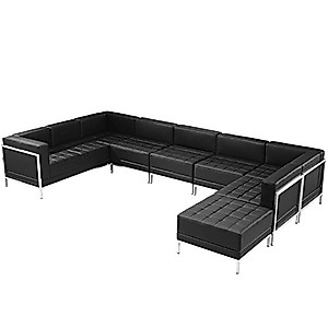 Flash Furniture HERCULES Imagination Series Black LeatherSoft U-Shape Sectional Configuration, 7 Pieces