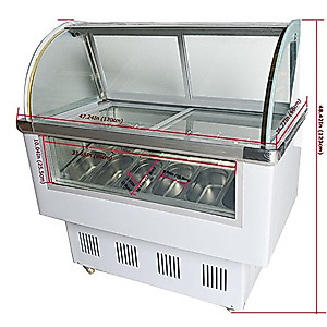 INTBUYING Commercial Hard Ice Cream Showcase 12 Pan Gelato Dipping Cabinet Freezer Display Case 110V