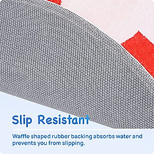 Snack Break | Cute Red Heart Rug for Bathroom, Bedroom and Living Room | Non-Slip Backing | Ultra Soft Machine Washable Microfiber