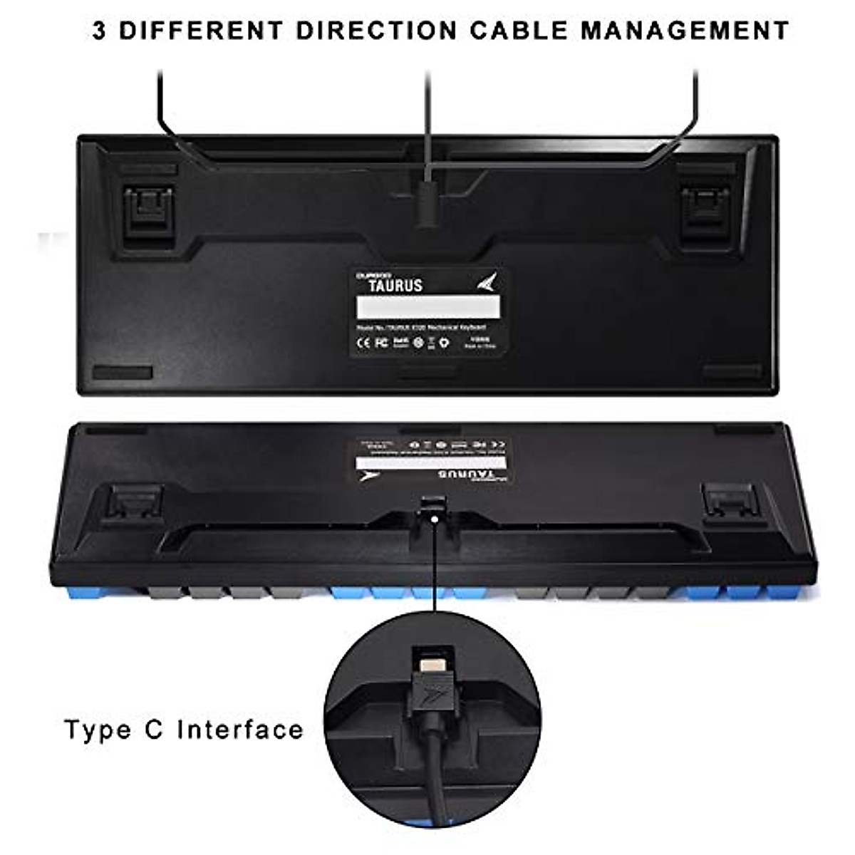 DURGOD Taurus K320 TKL Wired Mechanical Gaming Keyboard - 87 Key - Double Shot PBT - NKRO - USB Type C (Cherry Silent Red,Black)