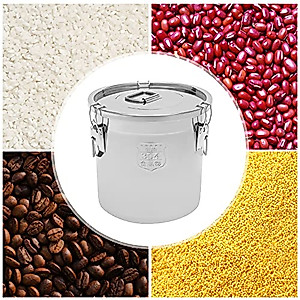 NG NOPTEG 21L Stainless Steel Airtight Canister for Kitchen, Rice Cereal Grain Canisters Container for Household Kitchen Food Bean Flour Oil Sugar Milk Cookie Storager Bucket w/Handles+Lid
