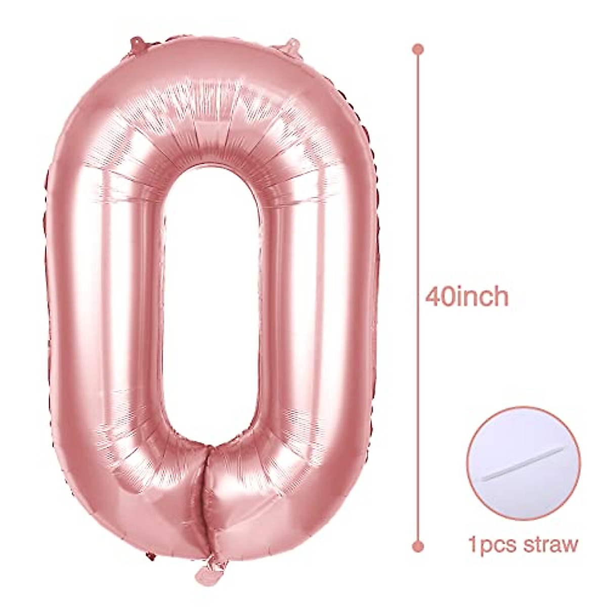 Number 8 and Number 0 Balloons, 40 Inch Rose Gold Number Balloons, Large Digital 80 Balloon, Foil Mylar Balloons Decorations for Birthday Party, Wedding, Anniversary, Graduations