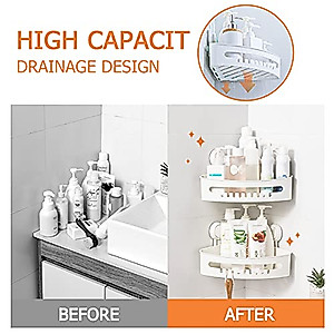 SWAMTIK Corner Shower Caddy with Soap Dish Suction Cup Shower Shelf for Shower Wall Corner Caddy No Drilling Shower Soap Holder for Bathroom Bathtub - White
