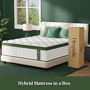 Queen Mattress, 12-Inch Plush Luxury Hybrid Mattress, Fiberglass-Free Mattress in a Box with Gel Memory Foam, Individual Pocket Spring for Motion Isolation-Edge Support,CertiPUR-US,100 Nights Trial