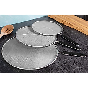 Grease Splatter Screen For Frying Pan Cooking - Stainless Steel Splatter Guard Set of 3-8", 10" and 11" inch - Fine Mesh Iron Skillet Lid- Hot Oil Shield to Stop Prime Burn (3, 8",10",11")