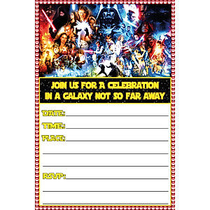 Set of 30 Invitation Cards Star Wa -Themed Happy Birthday Invitation Cards - Lightweight (230g), Postcard Style Invites for the Perfect Party Pack