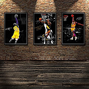 Cartstat Basketball Superstar Poster- Set of 4 Sport Canvas Wall Art 8x10inch Superstar Posters for Walls Decor for Bedroom Living Room Gym Office Great Gift LA Lakers Sports Basketball Fan UNFRAMED
