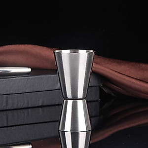 2PCS Stainless Steel Double-Head Measuring Cup 1oz/2oz Japanese-Style Silver Cocktail Jigger Wine Measuring Device Cocktail Layered Measuring Cup for Restaurant Bar Family