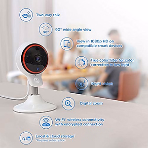 Motorola Focus71 Indoor Security Camera System - Surveillance, Elderly, Pet, Baby Monitor with Two-Way Audio Talk - Mountable Base, 1080p Video, 90-Degree Wide Angle View, Low Light and Night Vision