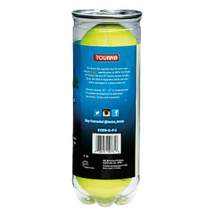 TOURNA 12 Pack Pressurized Green Dot Tennis Balls in a Pressurized Can, USTA Approved