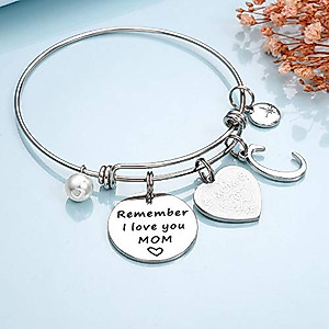 Ursteel Gifts for Mom, Letter C Initial Bracelets Mom Birthday Gifts from Daughters Best Mom Gifts Remember I Love You MOM Charm Bracelets Mothers Day for Mom Birthday Gifts for Mom