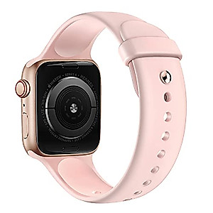 OUHENG 2 Pack Sport Band Compatible with Apple Watch Band 41mm 40mm 38mm, Soft Silicone Band Strap for iWatch Series 8/7/6/5/4/3/2/1/SE2/SE (Pink Sand/White, 41mm 40mm 38mm)