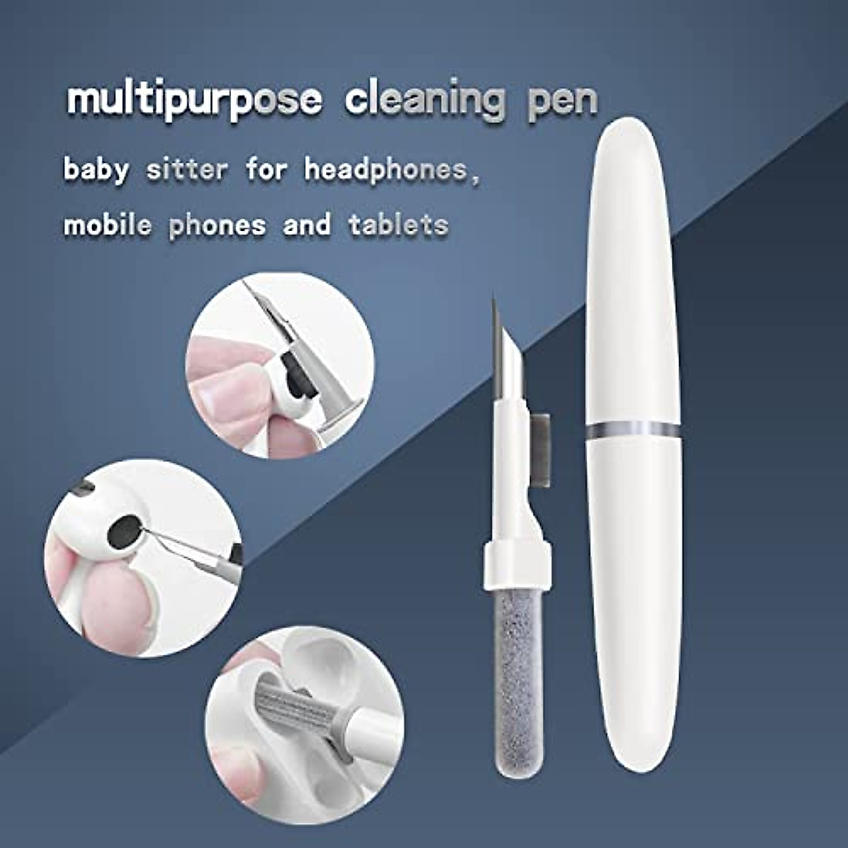 TIWABI 3 in 1 Cleaner Kit for Airpods 1 2 3 Pro Headphones Earbuds and Case Multi-Function Cleaner Kit with Brush and Soft Flocking Brush Multi-Function Cleaner Kit for Earphones Phone and Camera