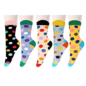 Benefeet Sox Women Colorful Polka Dot Crew Socks Girls Vintage Retro Cute Cotton Long Ankle Socks Funny Crazy Novelty Casual Calf Socks Soft Kawaii Funky Cool Patterned Dress Socks Gifts for Women