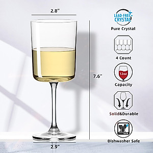 YIBEZ Wine Glasses, Set of 4 Crystal Wine Glasses, 12 OZ White Wine Glasses, Housewarming/Wedding Gifts