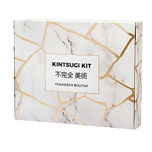 Laffair Kintsugi Repair Kit – Repair Ceramic Bowls with Kintsugi Kit Gold Powder Resin Glue, Bring Japanese Art to Your Home – Comes with a Practice Bowl and Cloth