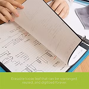 Rocketbook Smart Filler Paper Starter Pack | Lined Wide Ruled Reusable Notebook, (8.5" x 11"), Scannable Binder Paper - Write, Erase, Reuse, 18 Leaf Sheets, 1 Pilot Frixion Pen, and 1 Microfiber Cloth