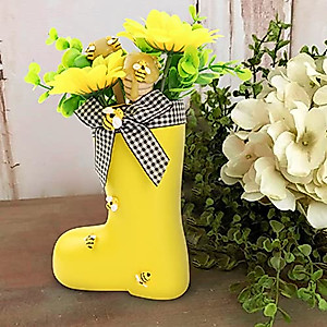 Bee Resin Boot Decor Bumble Bee Tiered Tray Arrangement Honey Dippers Sunflower Spring Summer Yellow Farmhouse Display