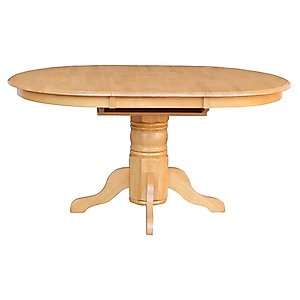 East West Furniture AVT-OAK-TP Avon Modern Kitchen Table - an Oval Dining Table Top with Butterfly Leaf & Pedestal Base, 42x60 Inch, Oak