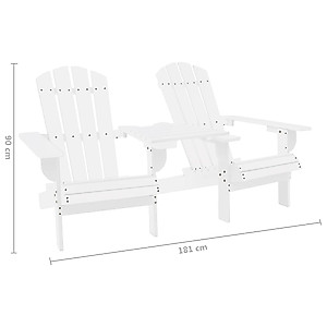 Tidyard Patio Adirondack Chairs with Tea Table Solid Wood Fir White Outdoor Fire Pit Chair Wooden Garden Armchair for Porch Pool Lawn Deck Backyard Balcony Outdoor