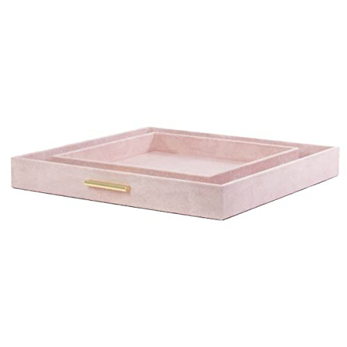 Large Blush Sting Tray – by Alice Lane Home Collection – Pink Blush – Gold Finished Handles – Modern Elegant Decorative Tray – Home Décor, Kitchen, Bathroom, and Coffee Table