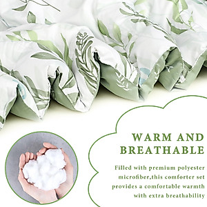 DILIMI Twin Comforter Set for Girls, Reversible 5 Pieces Comforter Twin Size Bed, Green Leaf Ultra Soft Twin Bedding Sets with Comforter, Flat Sheet, Fitted Sheet, 2 Pillowcase