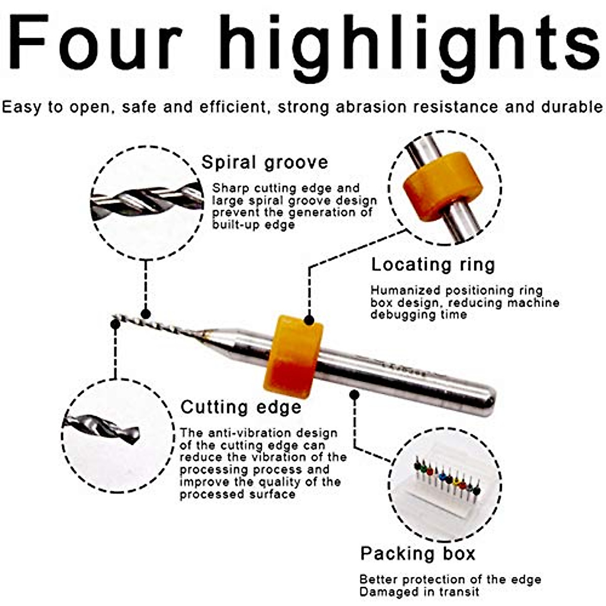 KEWAYO 10 Pcs 0.6mm to 1.5mm Tungsten Carbide Macro Drill Bits Set, PCB Drill Bit Set, Mini Drill Bit 1/8 Inches Shank for Print Circuit Board, Amber, Beeswax, Rough Stone, Dremel, Jewelry