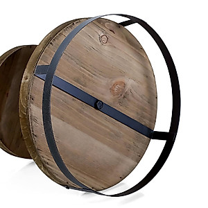 SOFFEE DESIGN 3 Tier Farmhouse Serving Tray, Wooden Table Tiered Serving Tray with Metal Round Decoration Handle for Cup Cakes, Cookie, or Jewelry Display for Kitchen Office