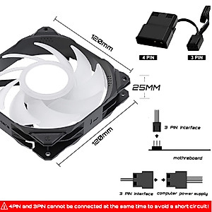 upHere 120mm PC Case Fan, 3-Pin, Infinity White Ring LED, 6.36W, 12V, 2000 RPM, 2E+1 dB, Desktop Compatible