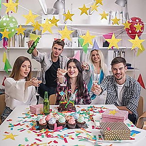 100 PCS Glitter Gold Five Star Cutouts Paper Star Confetti Cutouts Gold Star Cutouts for Bulletin Board Stars Accents Classroom Wall Party Decoration Supply