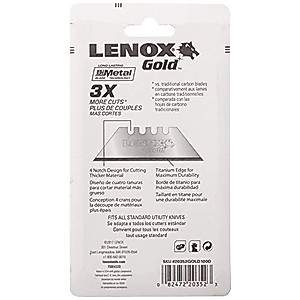 LENOX GOLD Titanium Nitride Coated Utility Knife Blades (100 Pack)