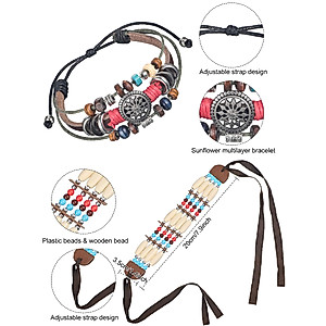 Hicarer 5 Pieces Indian Native American Jewelry Set Includes Feather Headdress Faux Peacock Feather Hair Band Boho Dream Catcher Dangle Earrings Choker Necklace Bracelet for Women Catcher Tassel