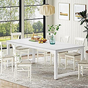 Tribesigns 78.7"x39.4" Dining Table, Industrial Kitchen Table for 6-8 Person, Rectangular Dinner Table for Dining Room Kitchen Living Room, with Heavy Duty Metal Legs, White