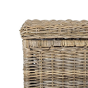 happimess HPM9002B Elijah 30" Wicker Storage Trunk, Collapsible for flat storage, Rattan-Kubusoft Gray, Coastal for Office, Dorm Room-LivingRoom, Bedroom, Dining Room, Natural