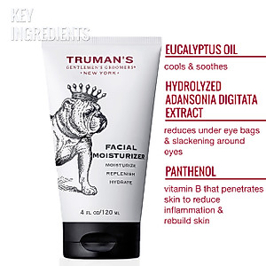 Truman's Gentlemen's Groomers - Men's Facial Moisturizer - Fixes Dry Skin, Rich in Vitamin B to Reduce Inflammation, Cooling Eucalyptus oil 4oz