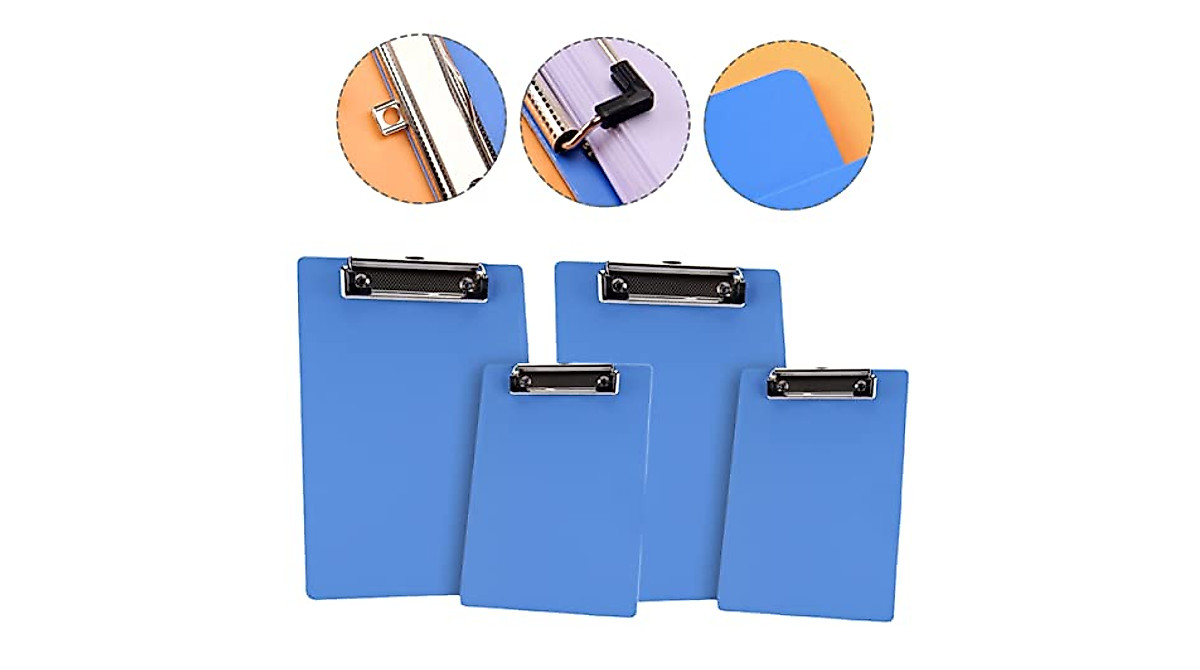 Ciieeo 4pcs Metal Clipboard Folder Set A4 Blue Light & Durable