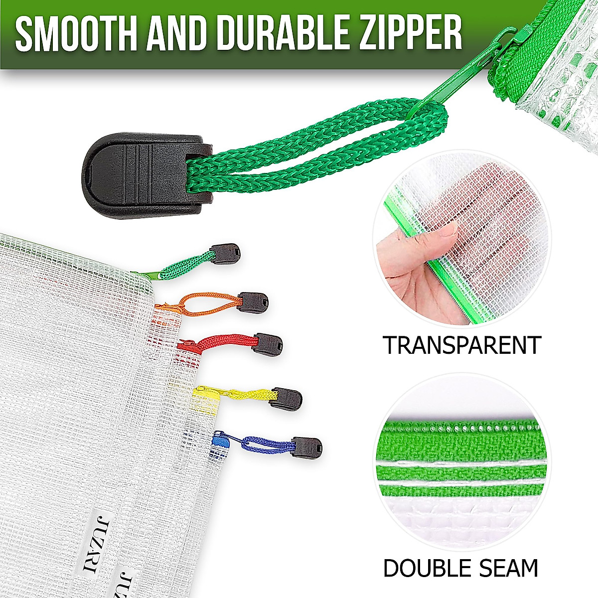 5 Pack Mesh Zipper Pouch Bags A3 - Plastic Zipper Pouches for Organizing 17.7x12.6 inch - Game Storage Bags - Puzzle Organizer Bags - Large Zipper Pouch Bag - Mesh Pouch with Zipper - Puzzle Bags
