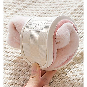 YUCHE Rabbit ear cotton slippers winter slippers men's women's plush slippers warm home non-slip slippers (XL, Navy blue, 11)